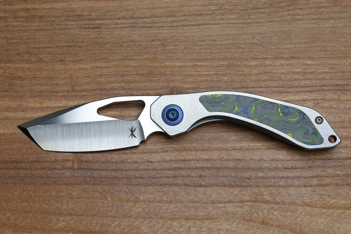 KEANISON KNIVES BULL TERRIER TITANIUM HANDLE GECKO CAMOCARBON INLAY 3 ...
