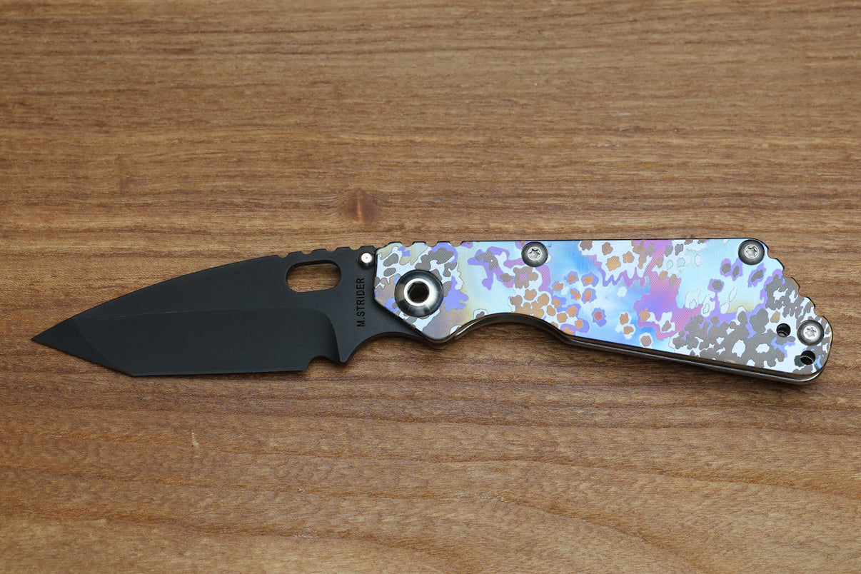 STRIDER KNIVES SNG PD#1 CLIP POINT BLADE, PARTIZAN CAMO TITANIUM HANDL ...