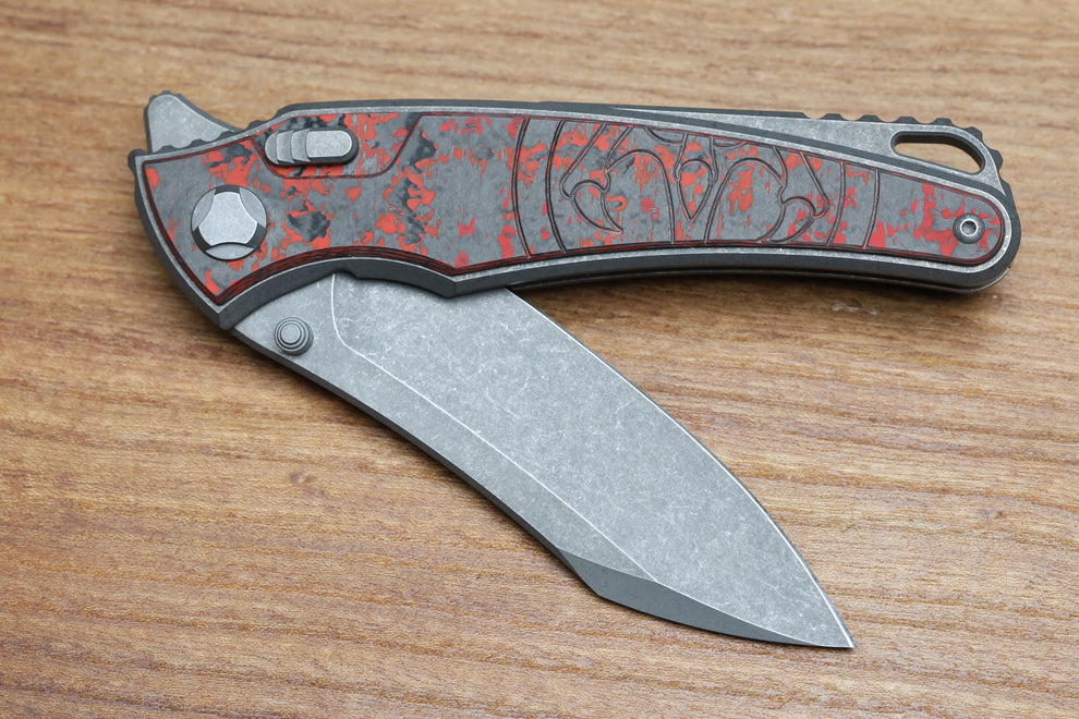 HAWK KNIVES TALON STONEWASHED M390 BLADE, LAVA FLOW FAT CARBON – BladeZilla